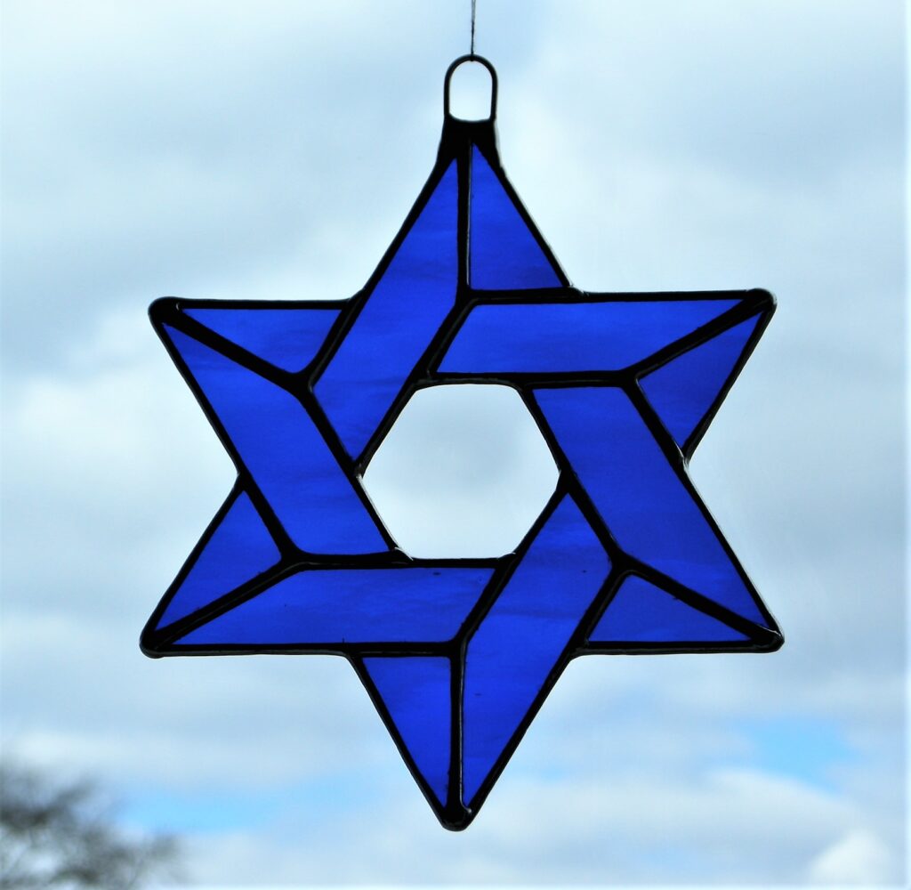 Stained Glass suncatcher (Star) cobalt blue rippling water glass ...