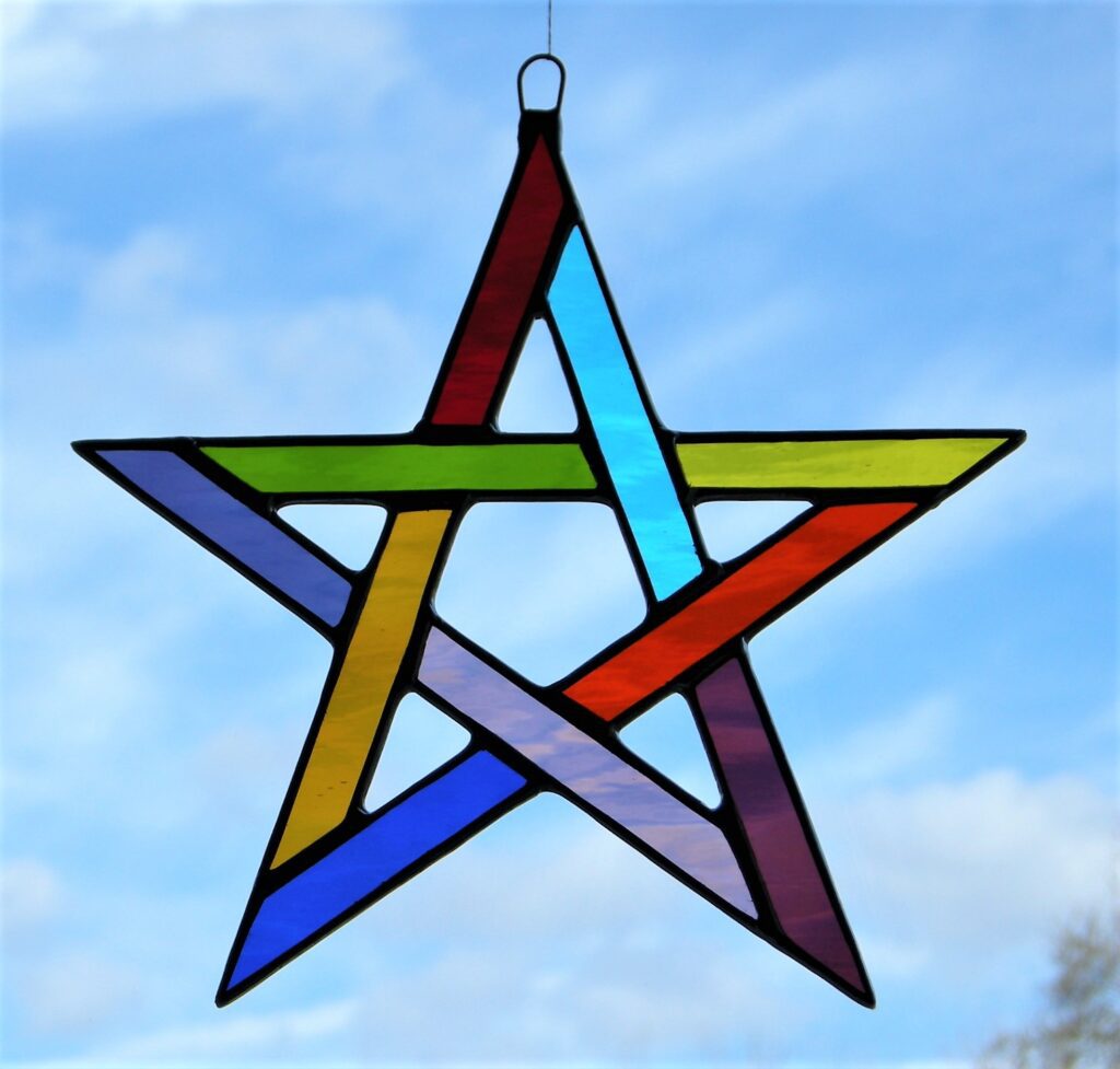 Stained Glass Pentagram 5 pointed star in a mixture of water glass ...